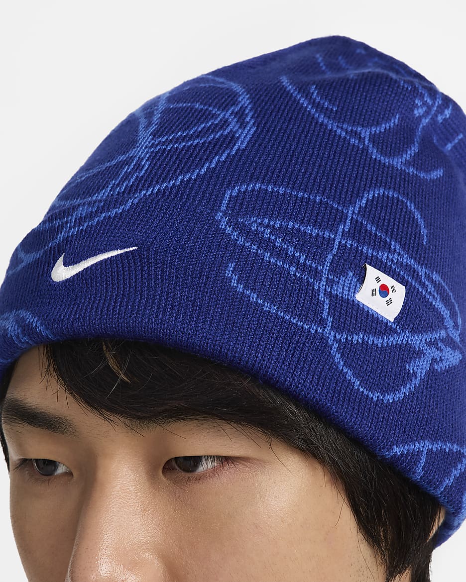 Nike Kor U NK peak Beanie PRT OLYB DEEP Royal BLUE WHITE ONE Size